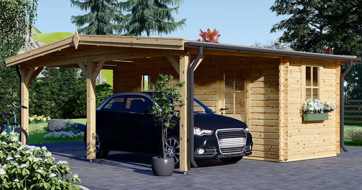 Holz Carport Mit Schuppen