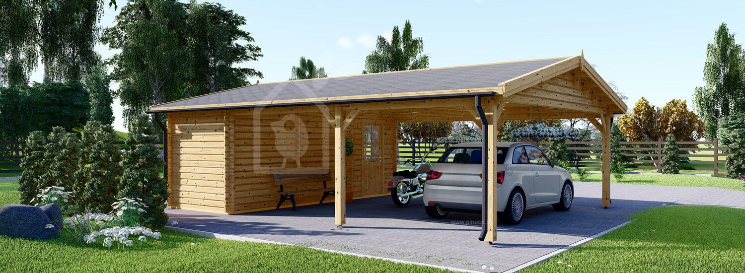 Holz Carport Mit Schuppen
