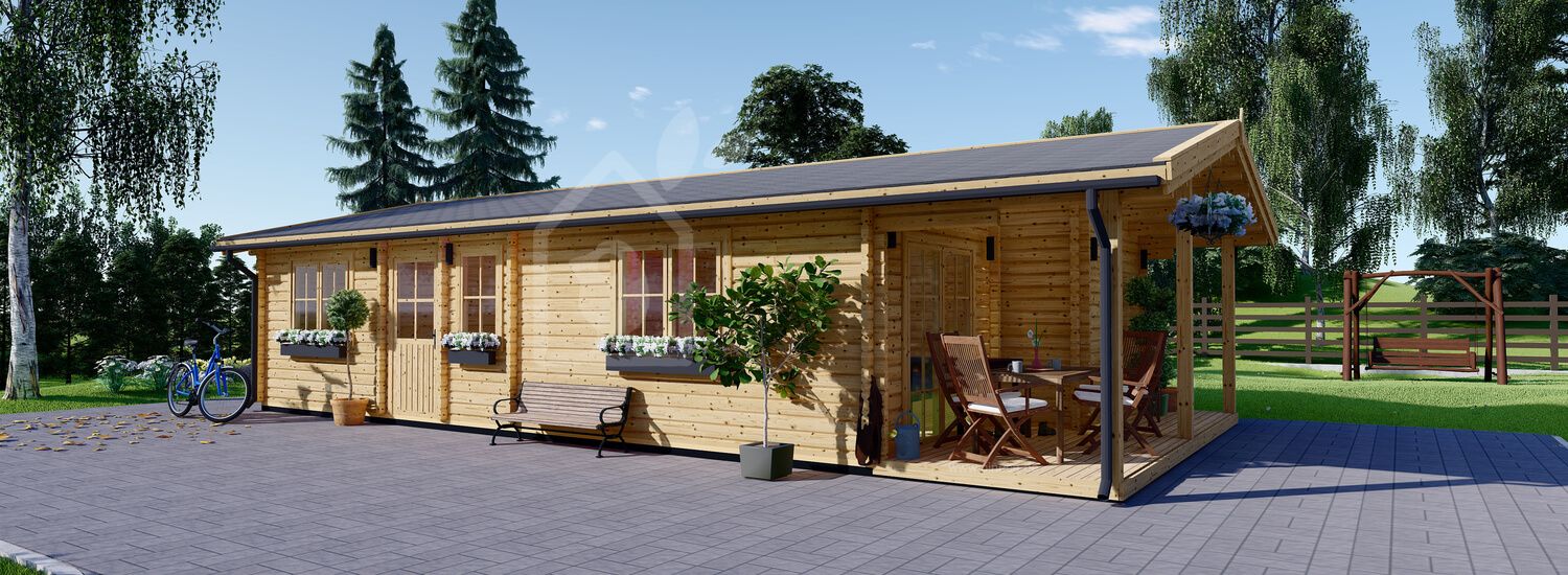 Mobilheim aus Holz LINCOLN M (66 mm), 6x12 m, 72 m²