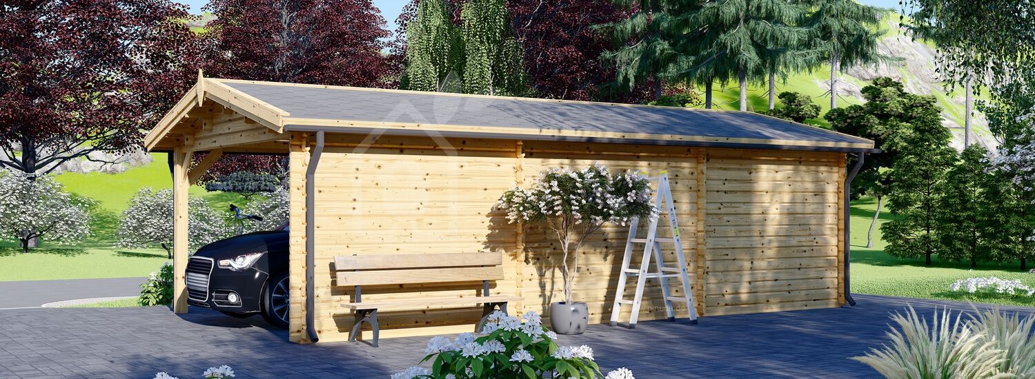 Holz Carport Mit Schuppen