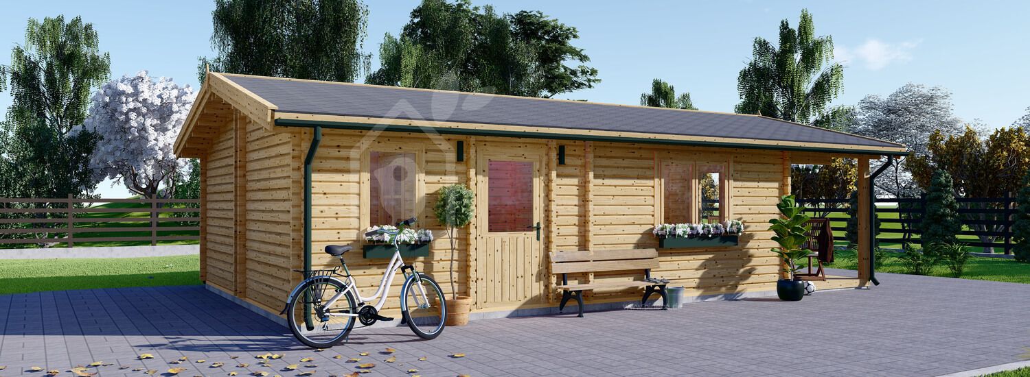 Mobilheim aus Holz MEGAN M (66 mm), 6x10 m, 60 m²