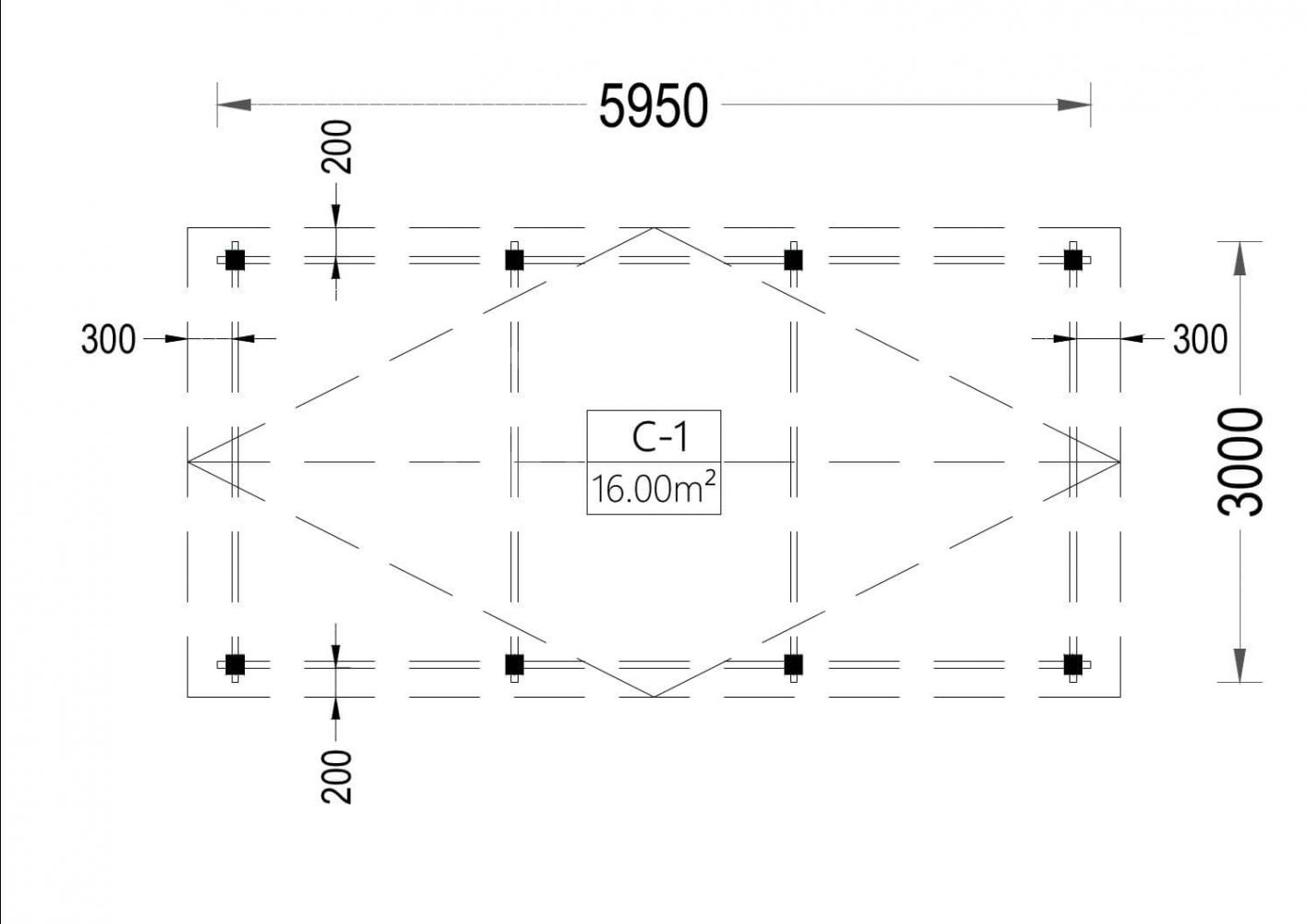 Carport aus Holz für 1 Auto CLASSIC, 3x6 m